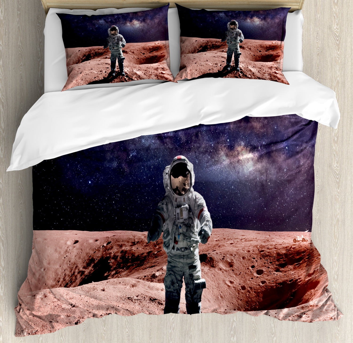 Outer Space Duvet Cover Set Queen Size, Astronaut on the Space Mercury ...