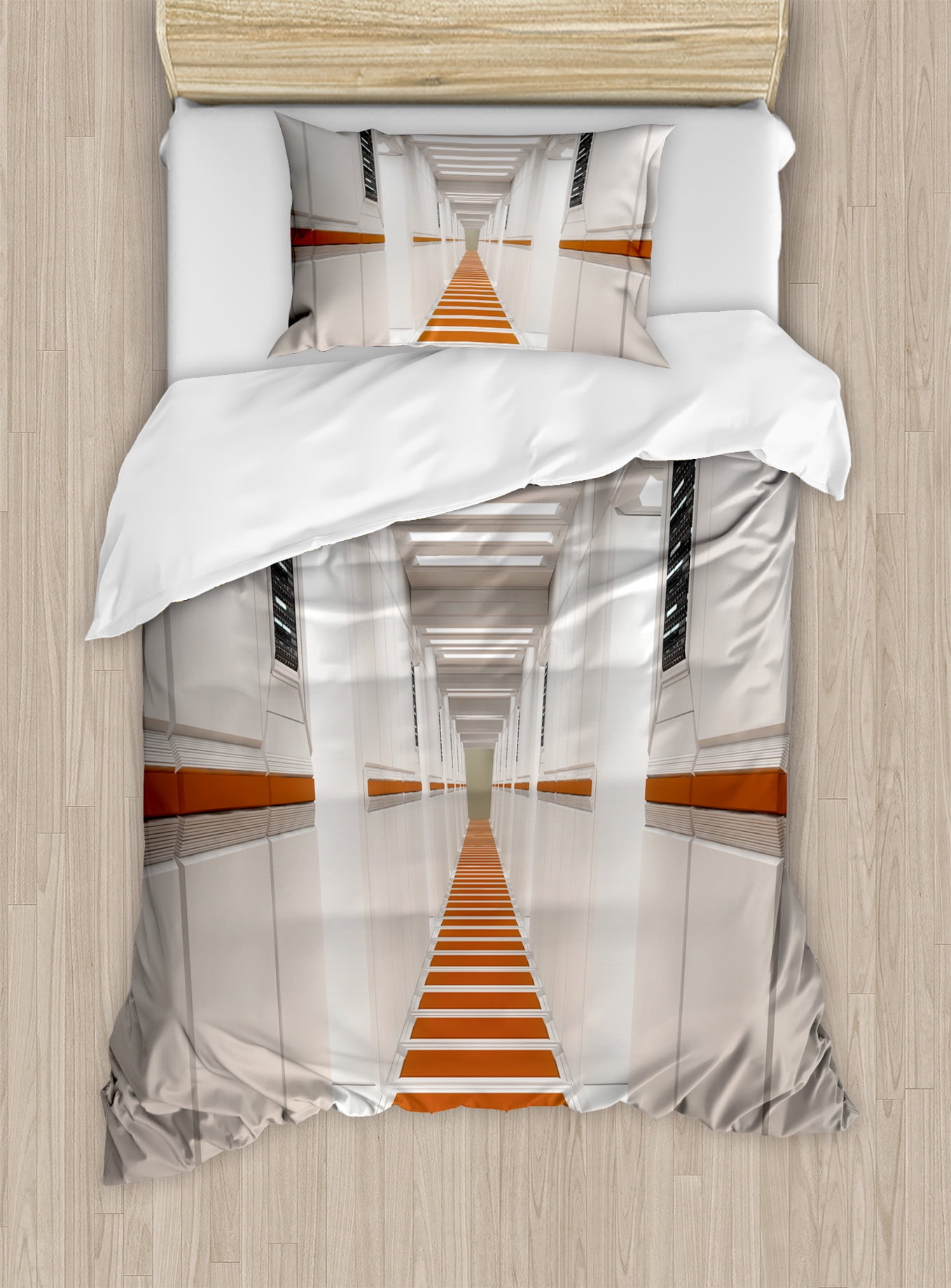Outer Space Duvet Cover Set, Spacelaunch Spaceship Futuristic Interior ...