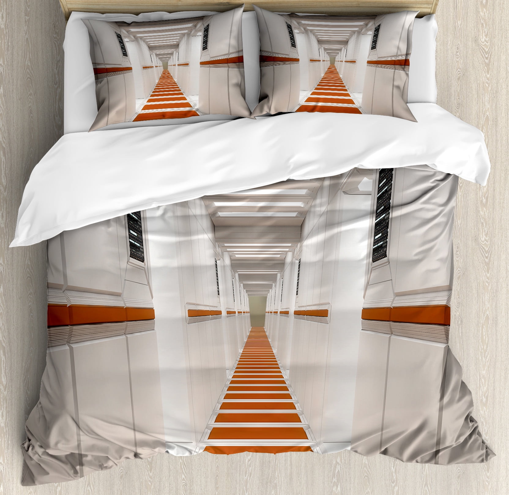Outer Space Duvet Cover Set, Spacelaunch Spaceship Futuristic Interior ...