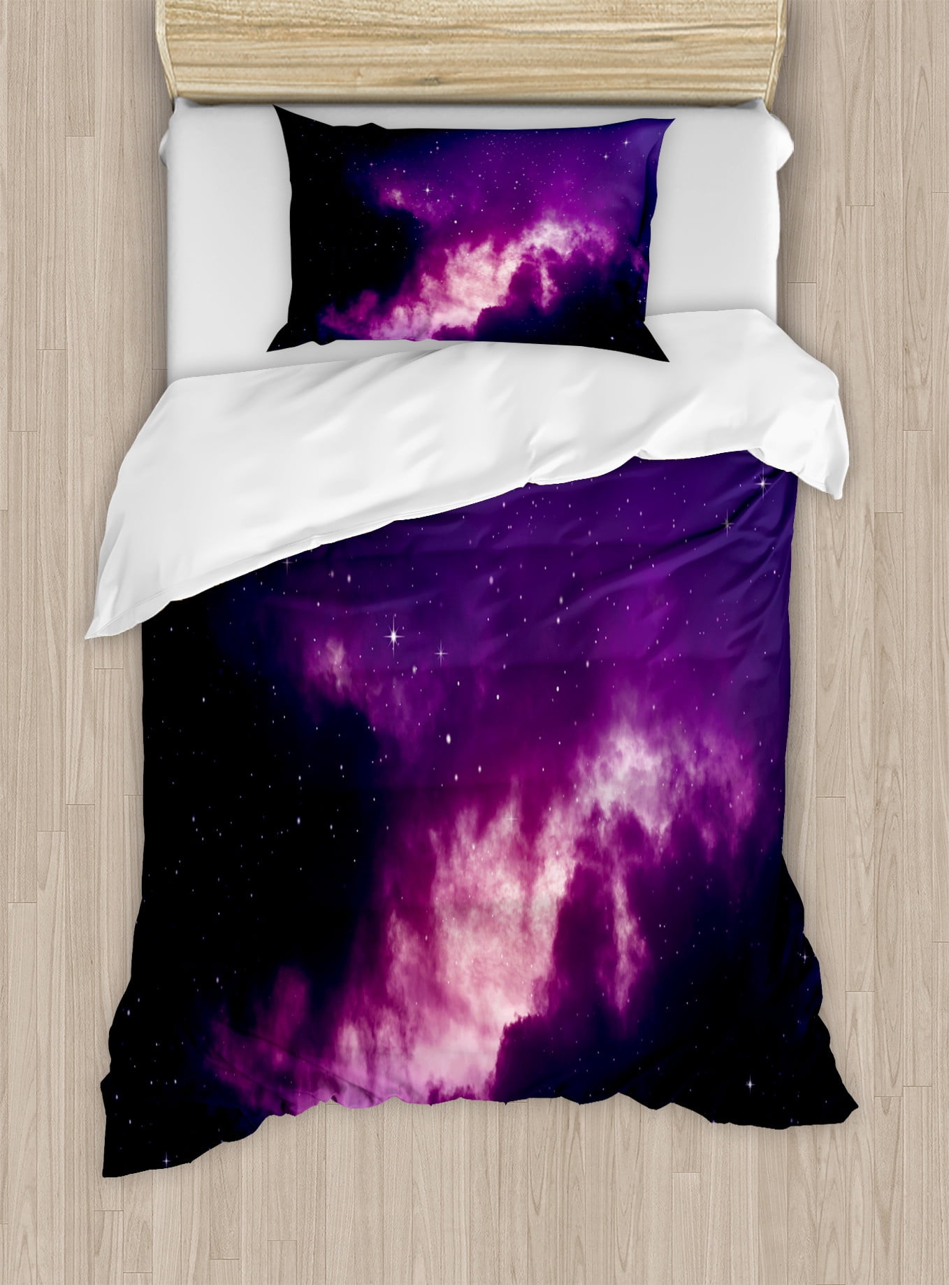 Outer Space Duvet Cover Set, Stars in the Dark Night Sky Comet ...