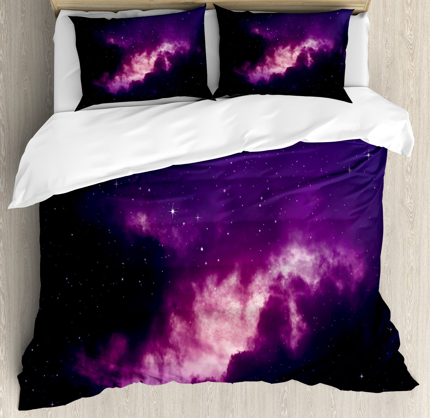 Outer Space Duvet Cover Set, Stars in the Dark Night Sky Comet ...