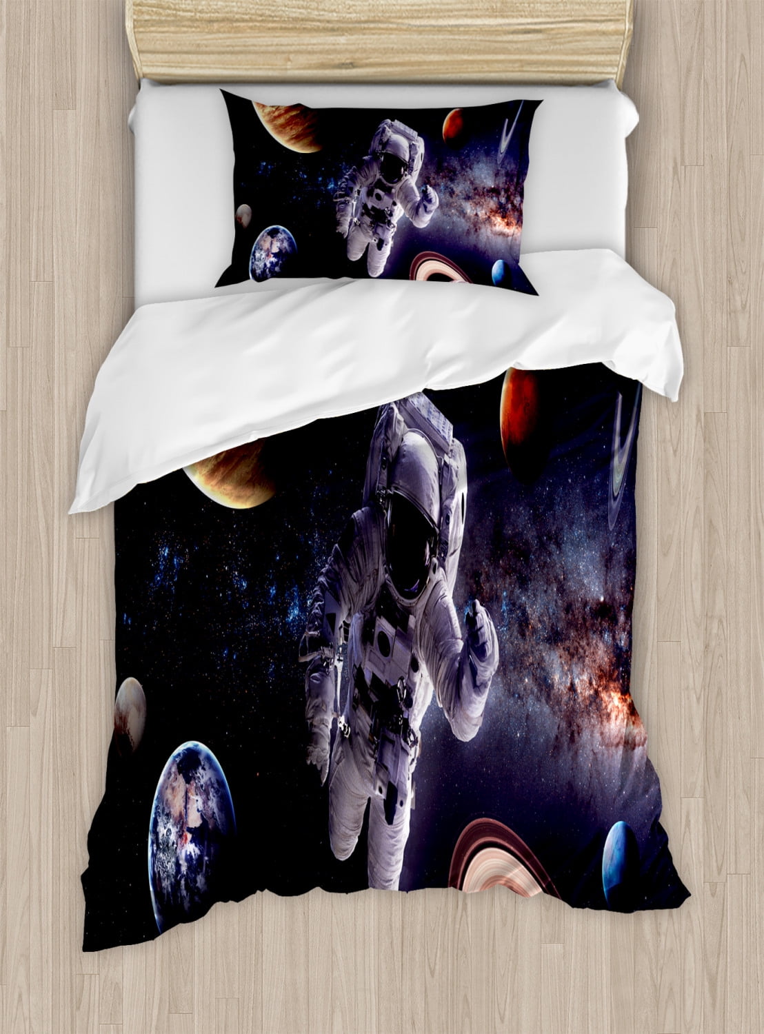 Outer Space Duvet Cover Set Twin Size, Astronaut Between Planets Mars ...