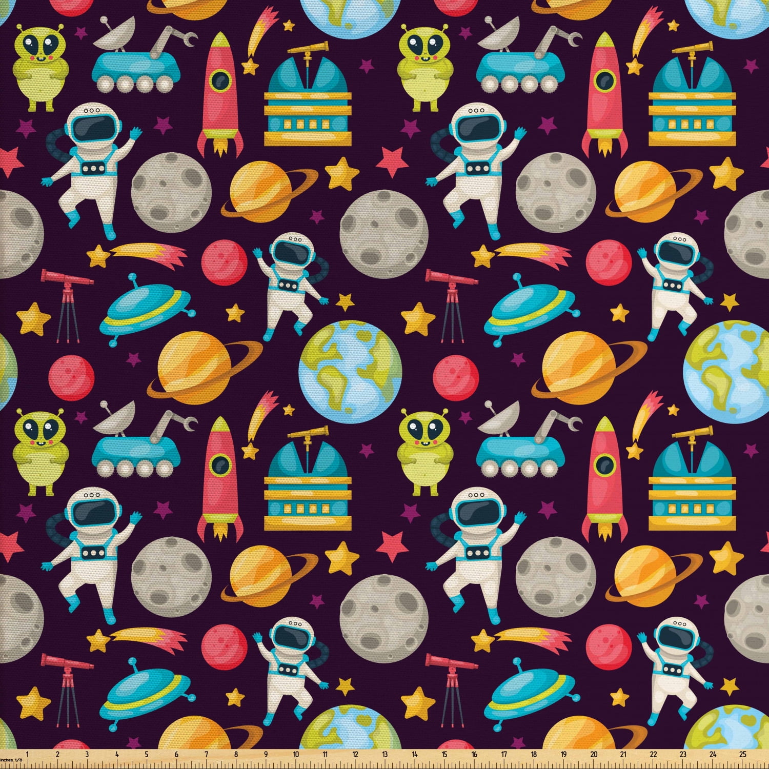 Ambesonne Space Fabric by the Yard Upholstery, Galaxy Party Pattern, 10 ...