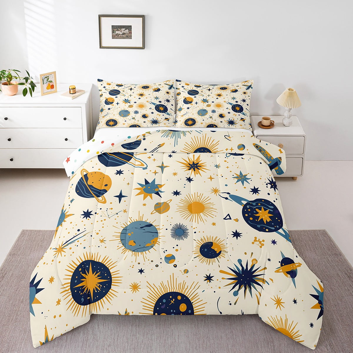 Outer Space Full Comforter Set Galaxy Glitter Bedding Set Stars ...