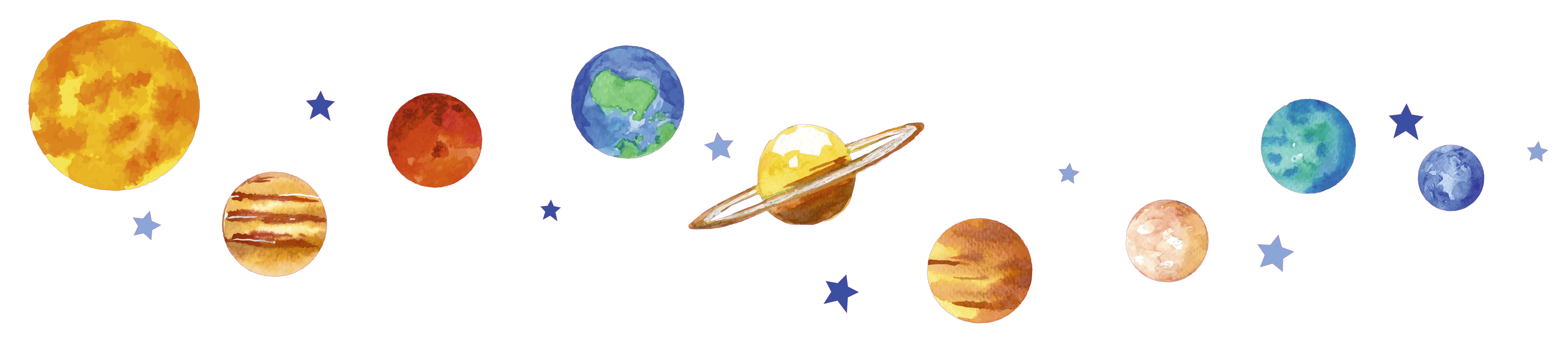Outer Space Galaxy Solar System Multicolored Landscape Wall Art ...