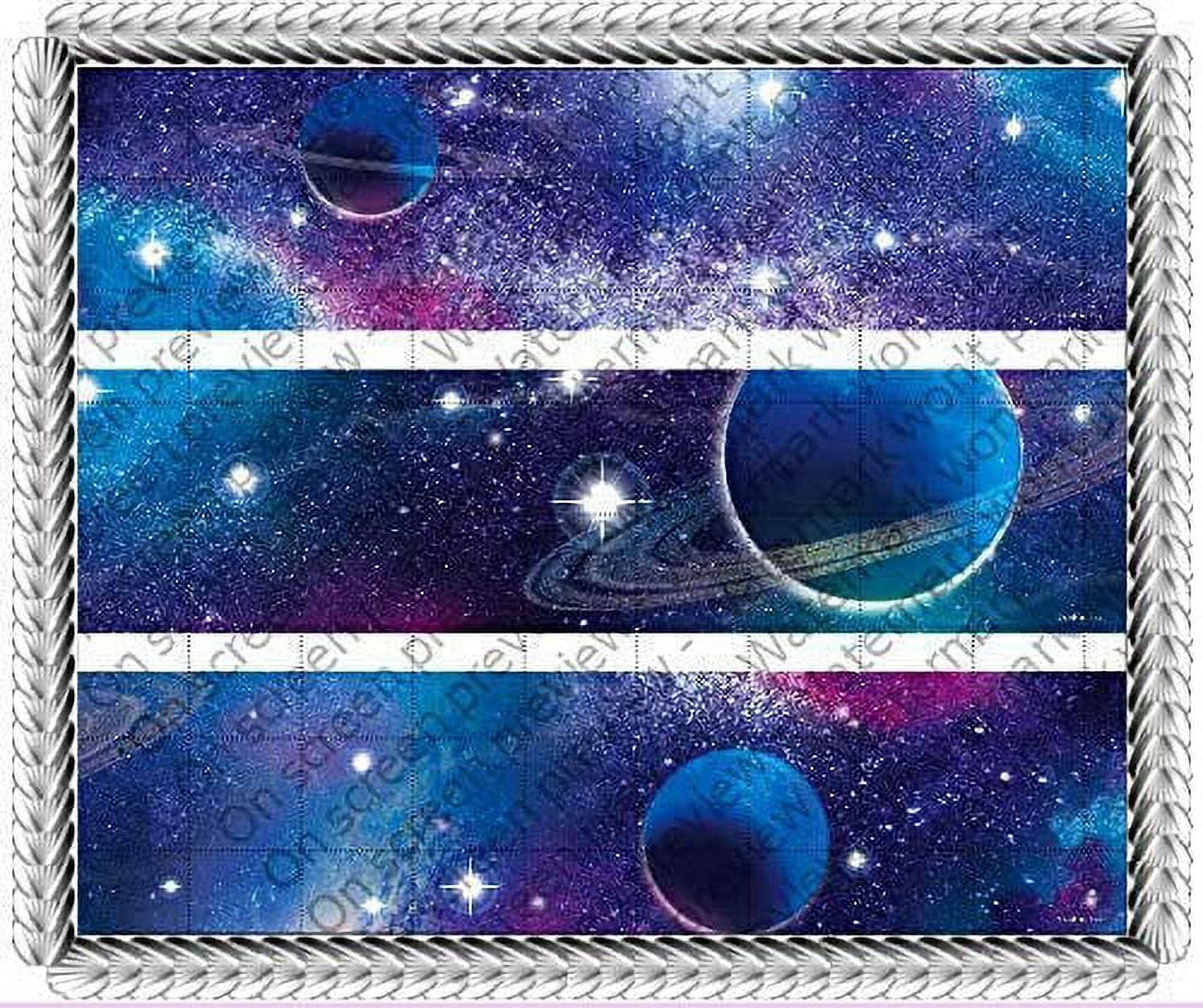 Outer Space Galaxy Solar System cake side Strips Edible Icing Image 3 ...