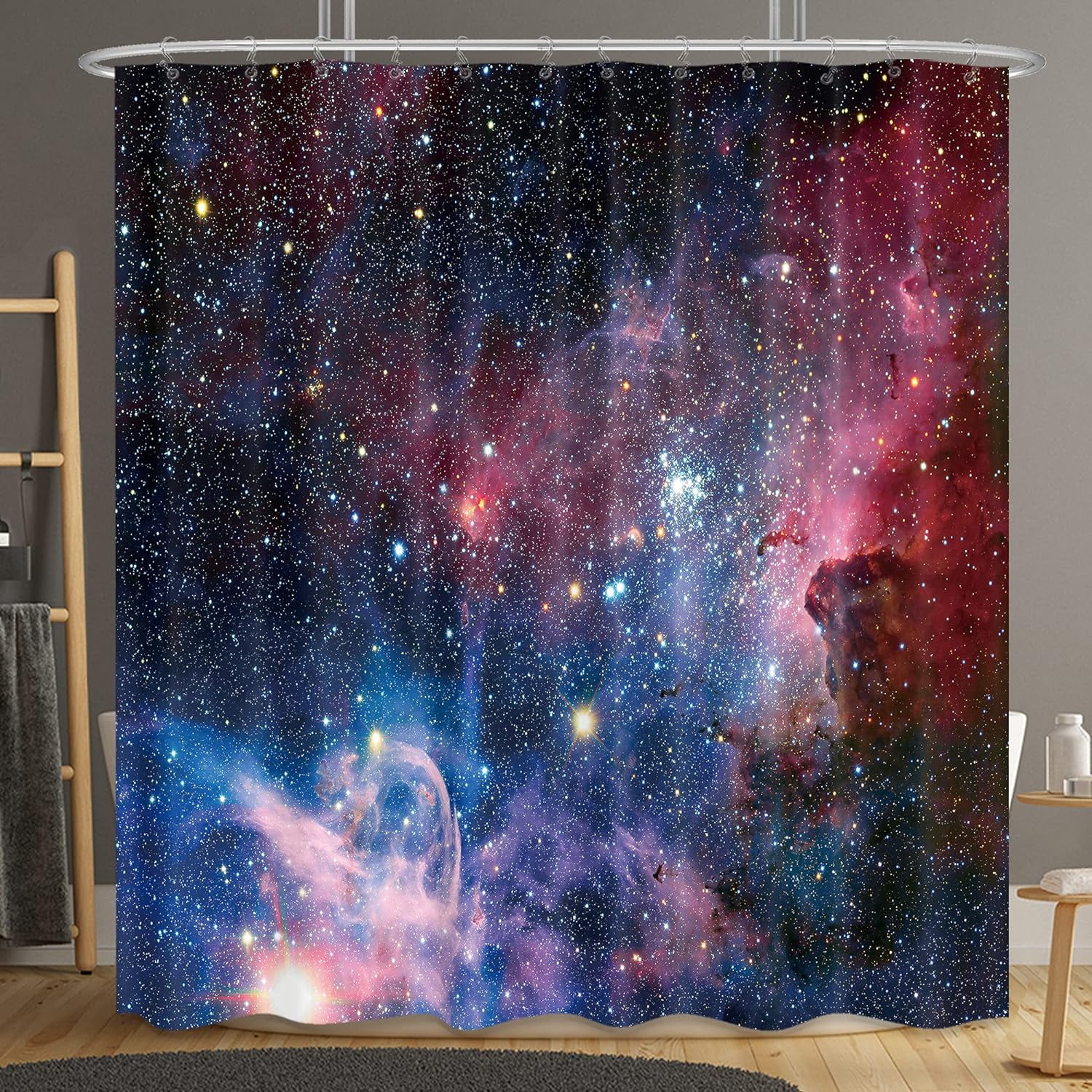 Outer Space Galaxy Stars Shower Curtain 72Wx72H Inch Nebula Universe ...