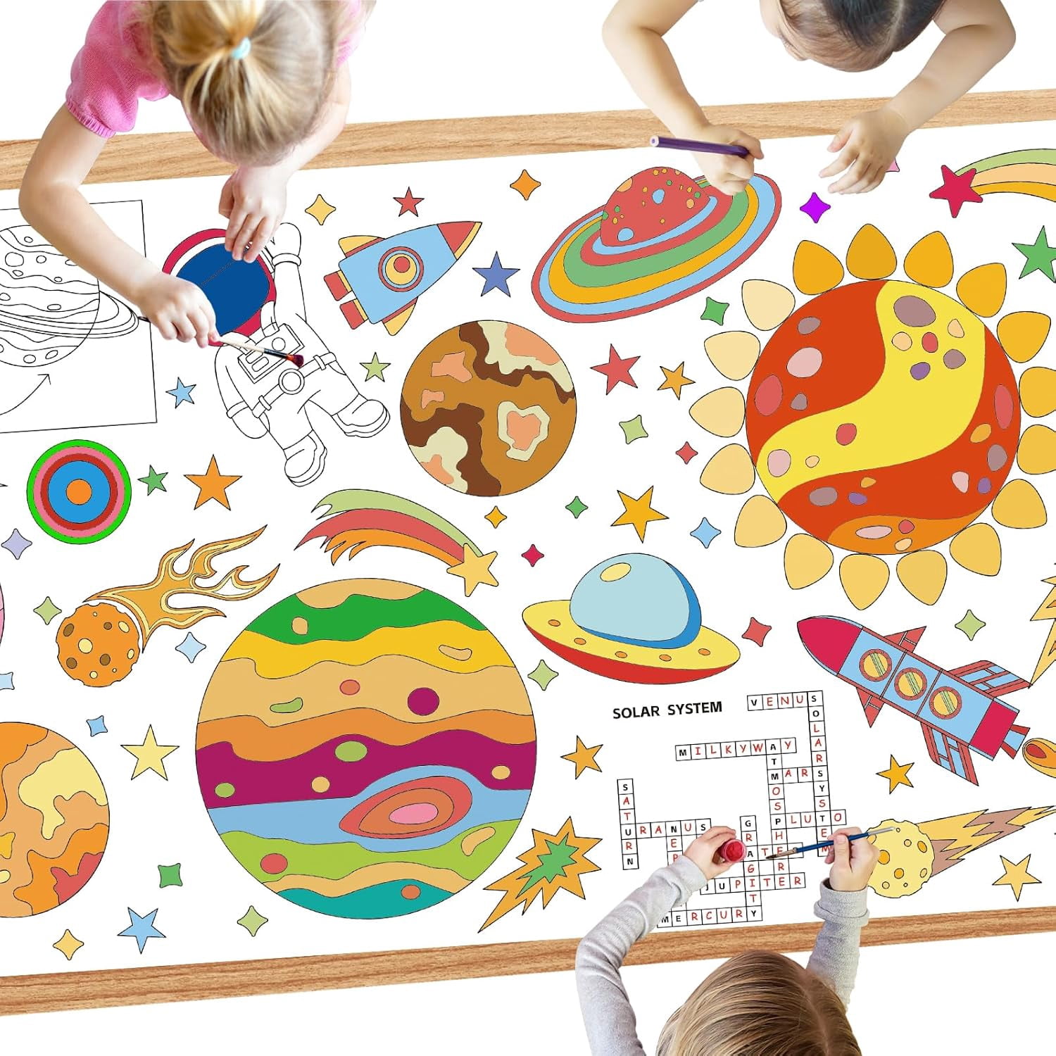 Outer Space Giant Coloring Poster for Kids, DIY Coloring Tablecovers ...