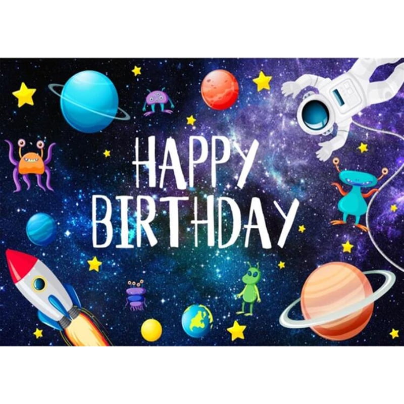 Outer Space Happy Birthday Backdrop Galaxy Planet Astronaut Photography ...