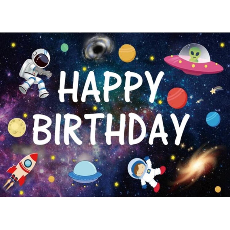 Outer Space Happy Birthday Backdrop Galaxy Planet Astronaut Photography ...