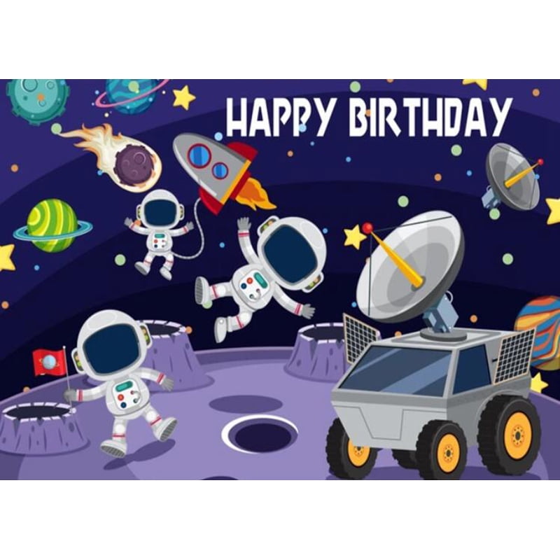 Outer Space Happy Birthday Backdrop Galaxy Planet Astronaut Photography ...