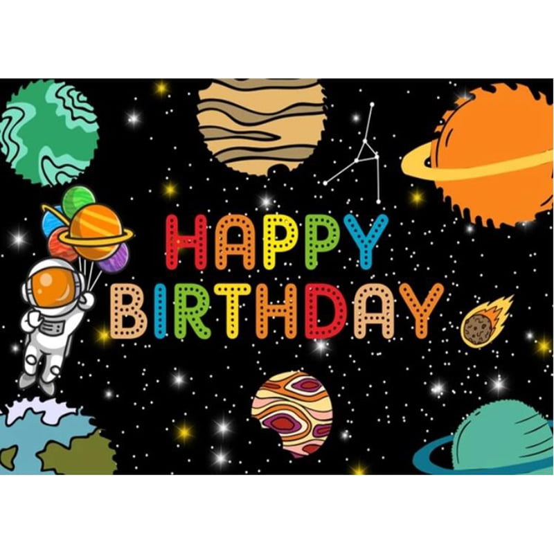 Outer Space Happy Birthday Backdrop Galaxy Planet Astronaut Photography ...
