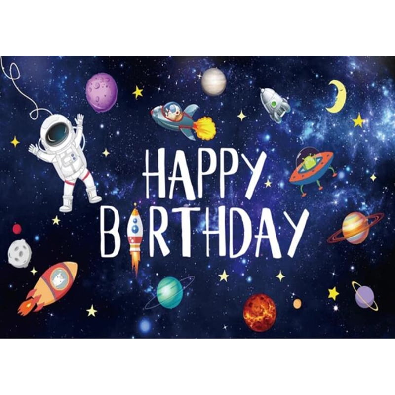 Outer Space Happy Birthday Backdrop Galaxy Planet Astronaut Photography ...