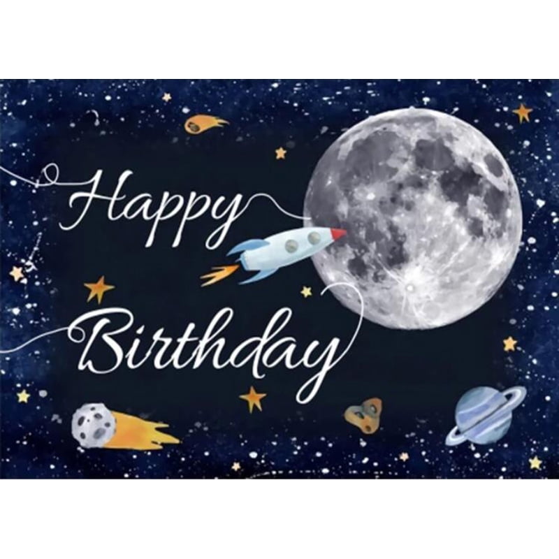 Outer Space Happy Birthday Backdrop Galaxy Planet Astronaut Photography ...