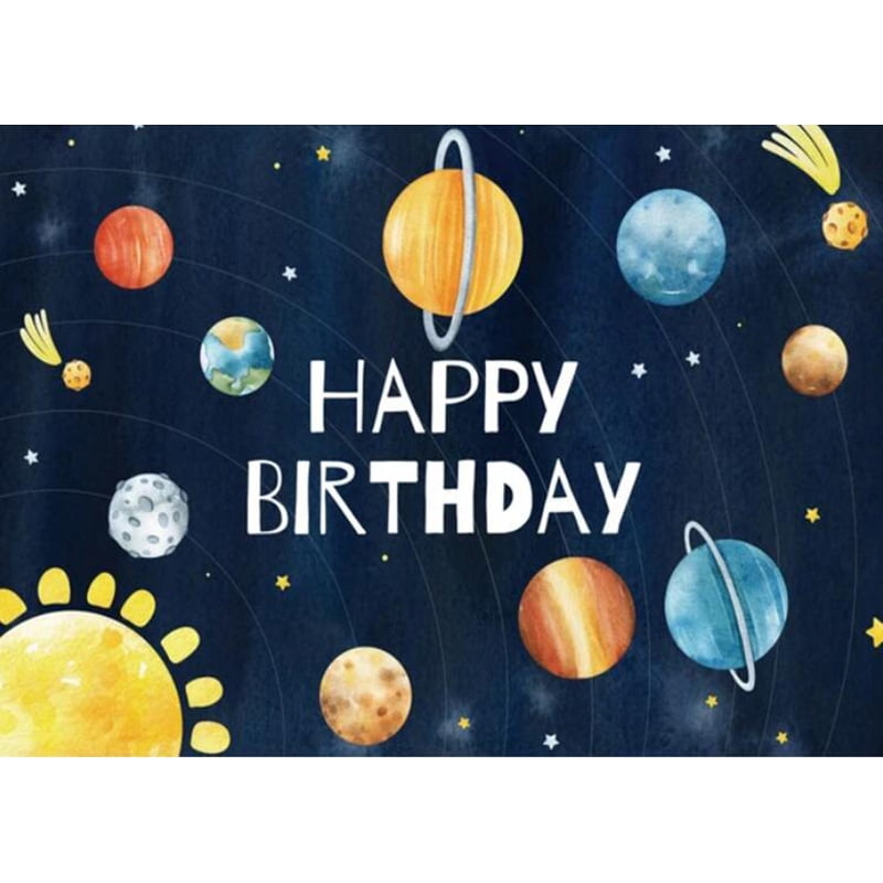 Outer Space Happy Birthday Backdrop Galaxy Planet Astronaut Photography ...