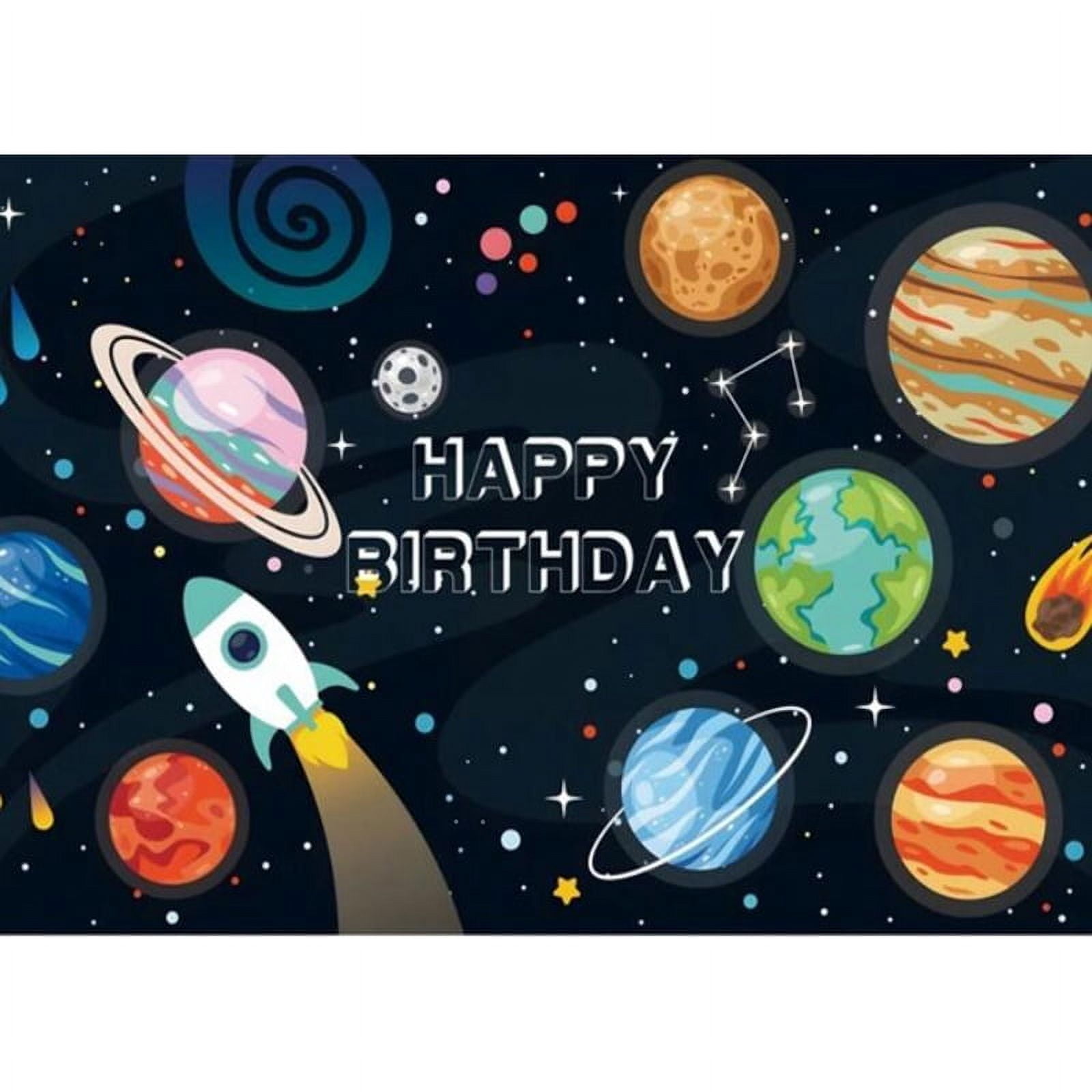 Outer Space Happy Birthday Backdrop Galaxy Planet Astronaut Photography ...