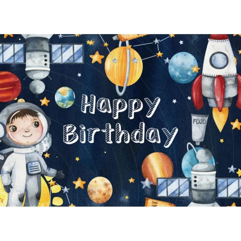 Outer Space Happy Birthday Backdrop Galaxy Planet Astronaut Photography ...