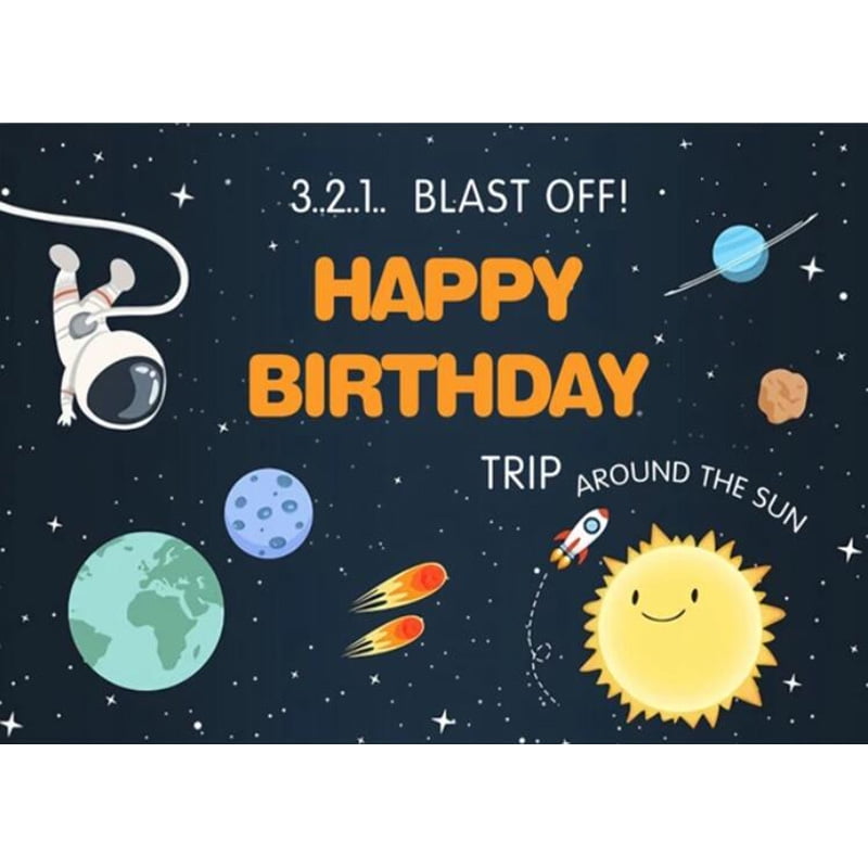 Outer Space Happy Birthday Backdrop Galaxy Planet Astronaut Photography ...