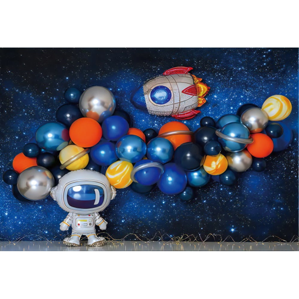 Outer Space Happy Birthday Backdrop Universe Planet Galaxy Spacecraft ...