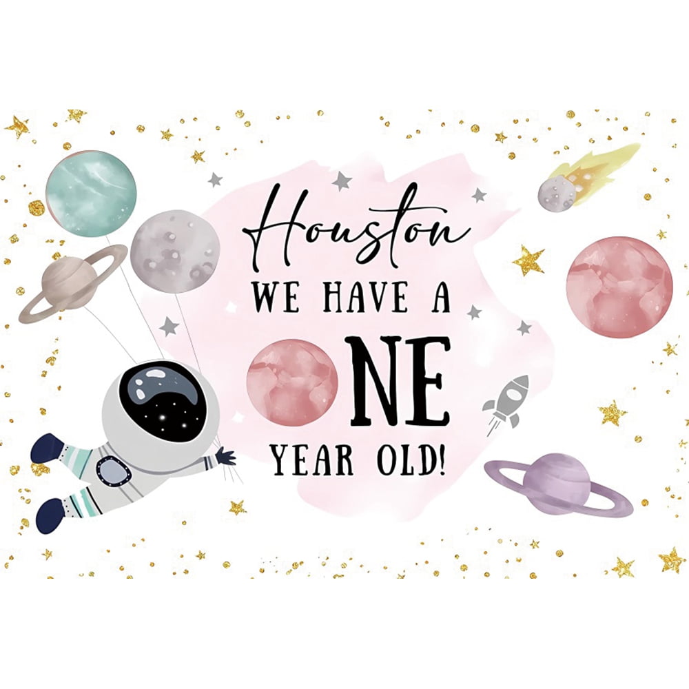 Outer Space Happy Birthday Backdrop Universe Planet Galaxy Spacecraft ...
