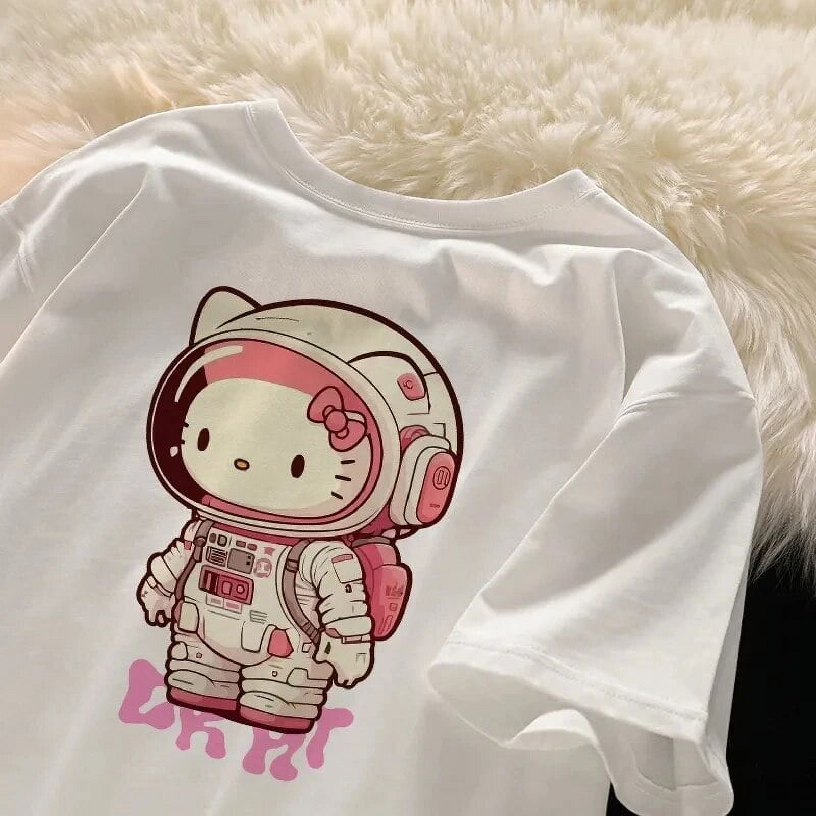 Outer Space Hello Kitty Cotton Tee Melody Y2k Top Kawaii Print Short ...