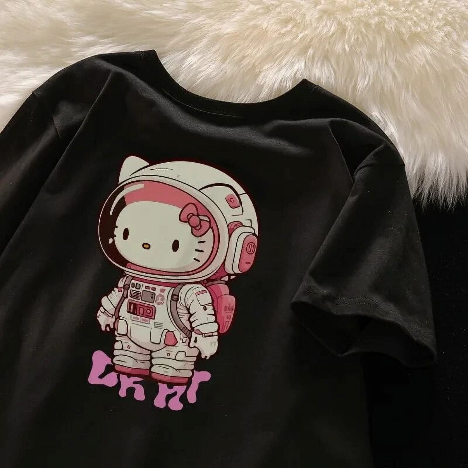 Outer Space Hello Kitty Cotton Tee Melody Y2k Top Kawaii Print Short ...