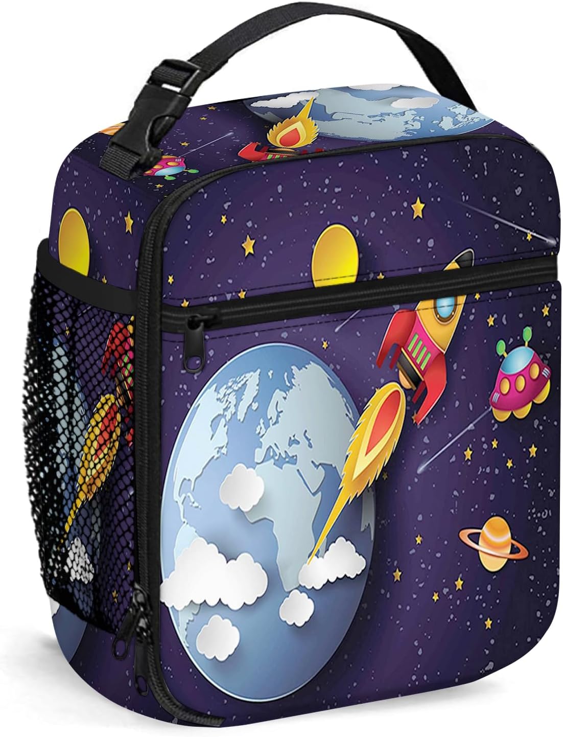 Outer Space Insulated Lunch Bag Box for Women Men,Earth Stars UFO ...