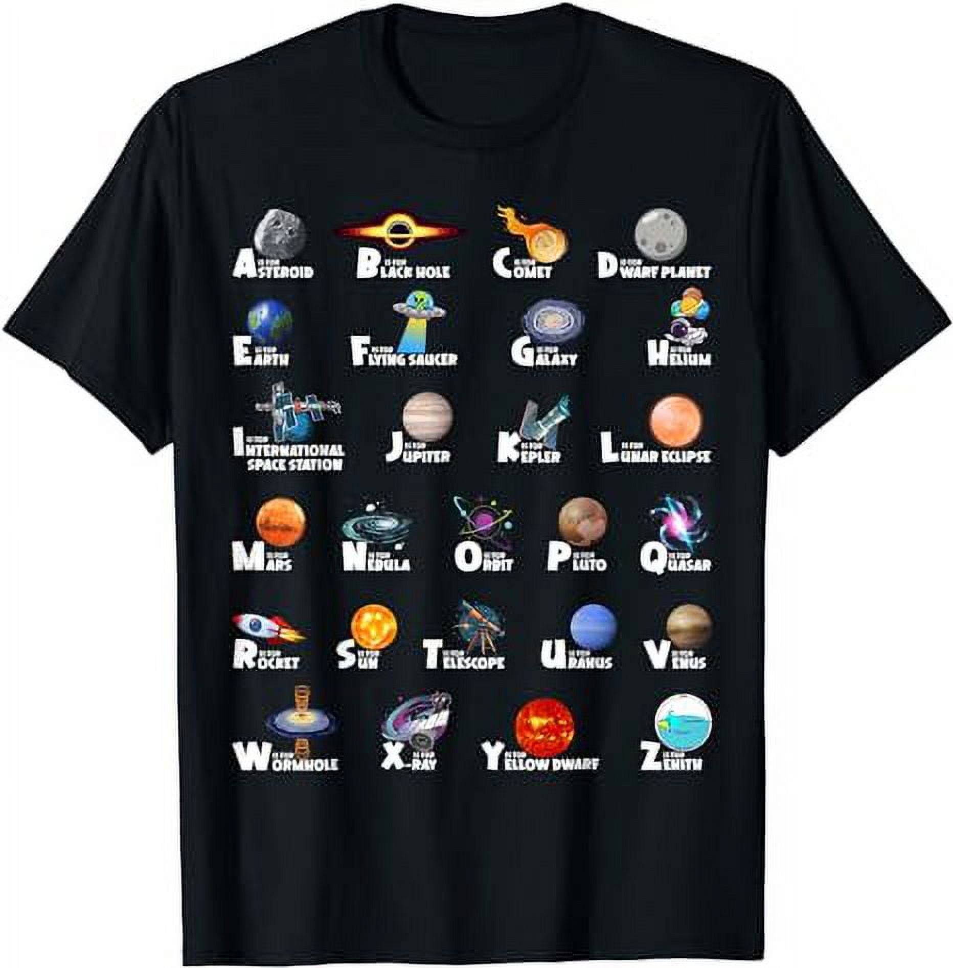 Outer Space Kids ABC Types Of Planet Identification Alphabet T-Shirt ...