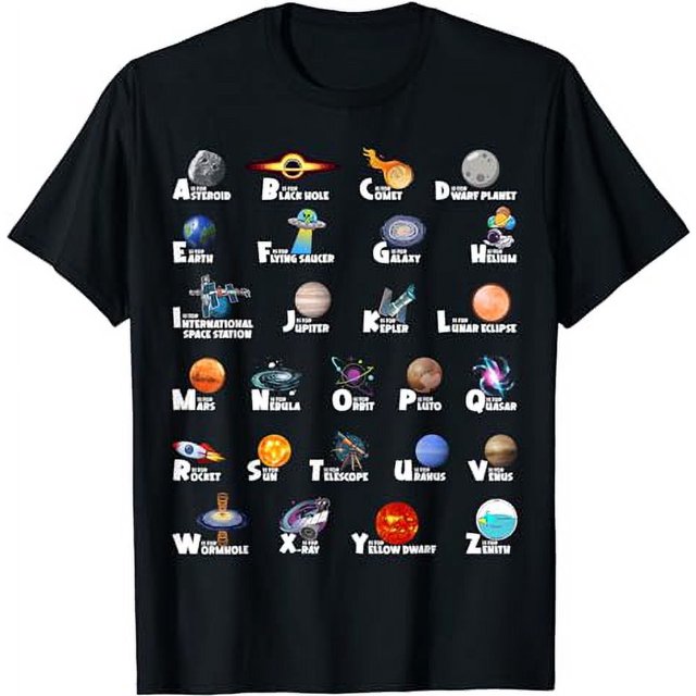 Outer Space Kids ABC Types Of Planet Identification Alphabet T-Shirt ...