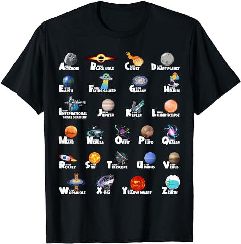 Outer Space Kids ABC Types Of Planet Identification Alphabet T-Shirt ...