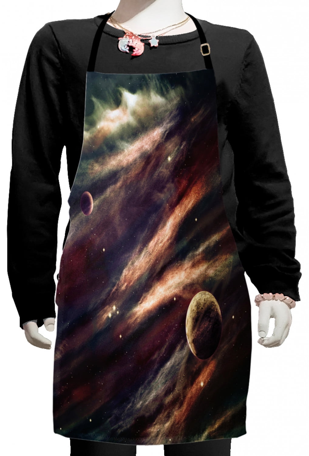 Outer Space Kids Apron, Planets over Nebula Gas Cloud Space Mystical ...