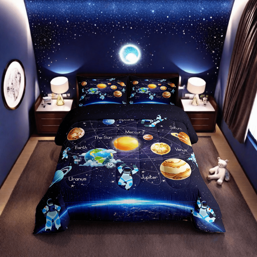 Outer Space King Bedding Set Planet Comforter Set, Solar System Bedding ...