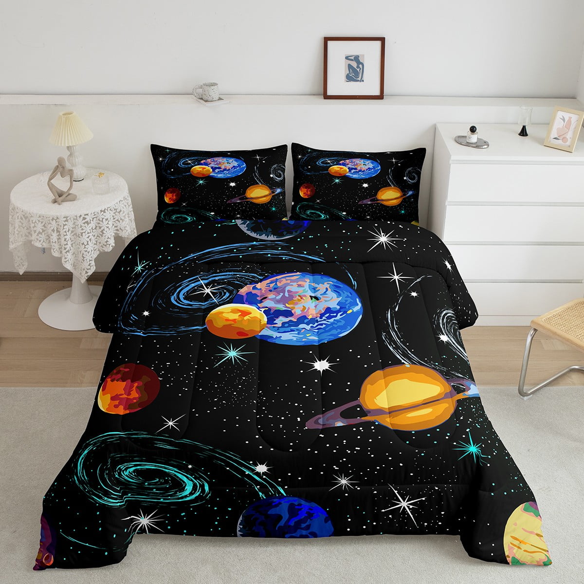Outer Space King Bedding Sets Universe Decor Comforter Set Solar System Bedding Comforter Sets ...