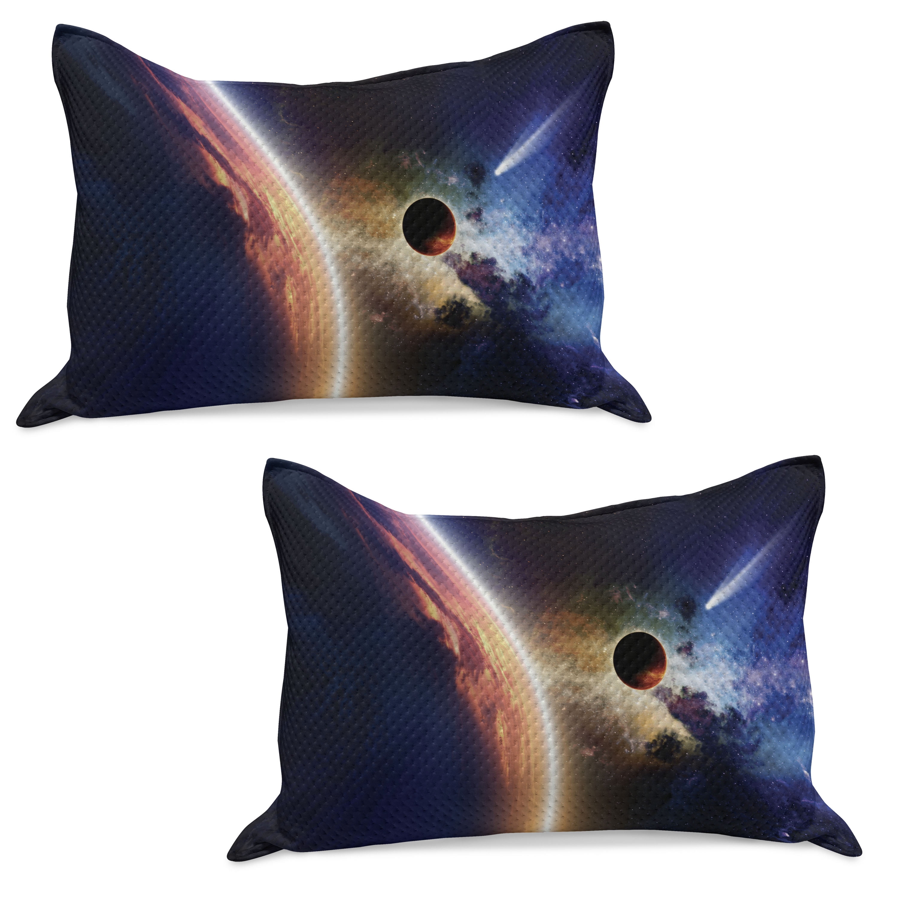 Outer Space Knitted Quilt Pillowcover Set of 2, Comet Approaches ...