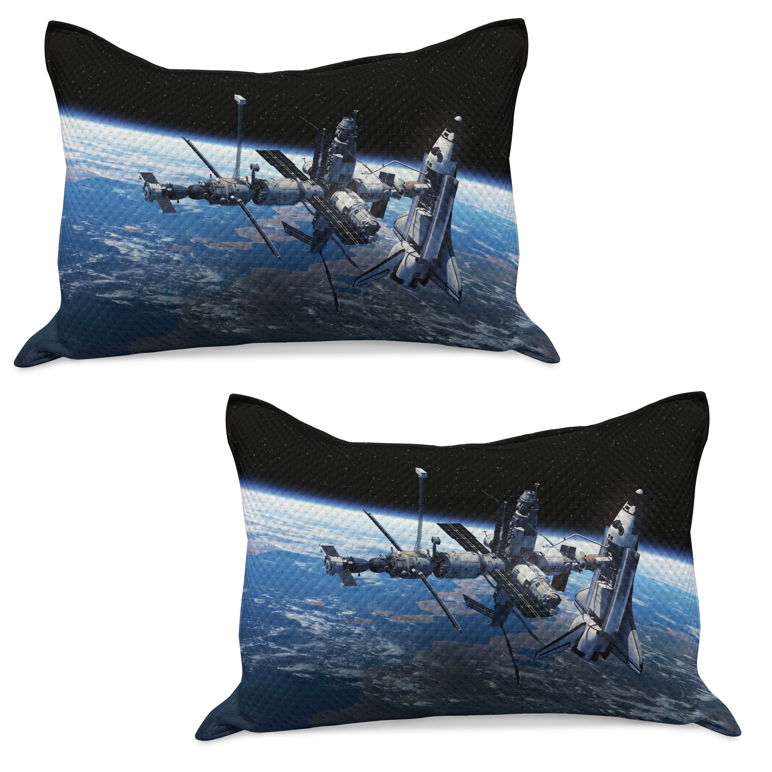 Outer Space Knitted Quilt Pillowcover Set of 2, Space Shuttle and ...