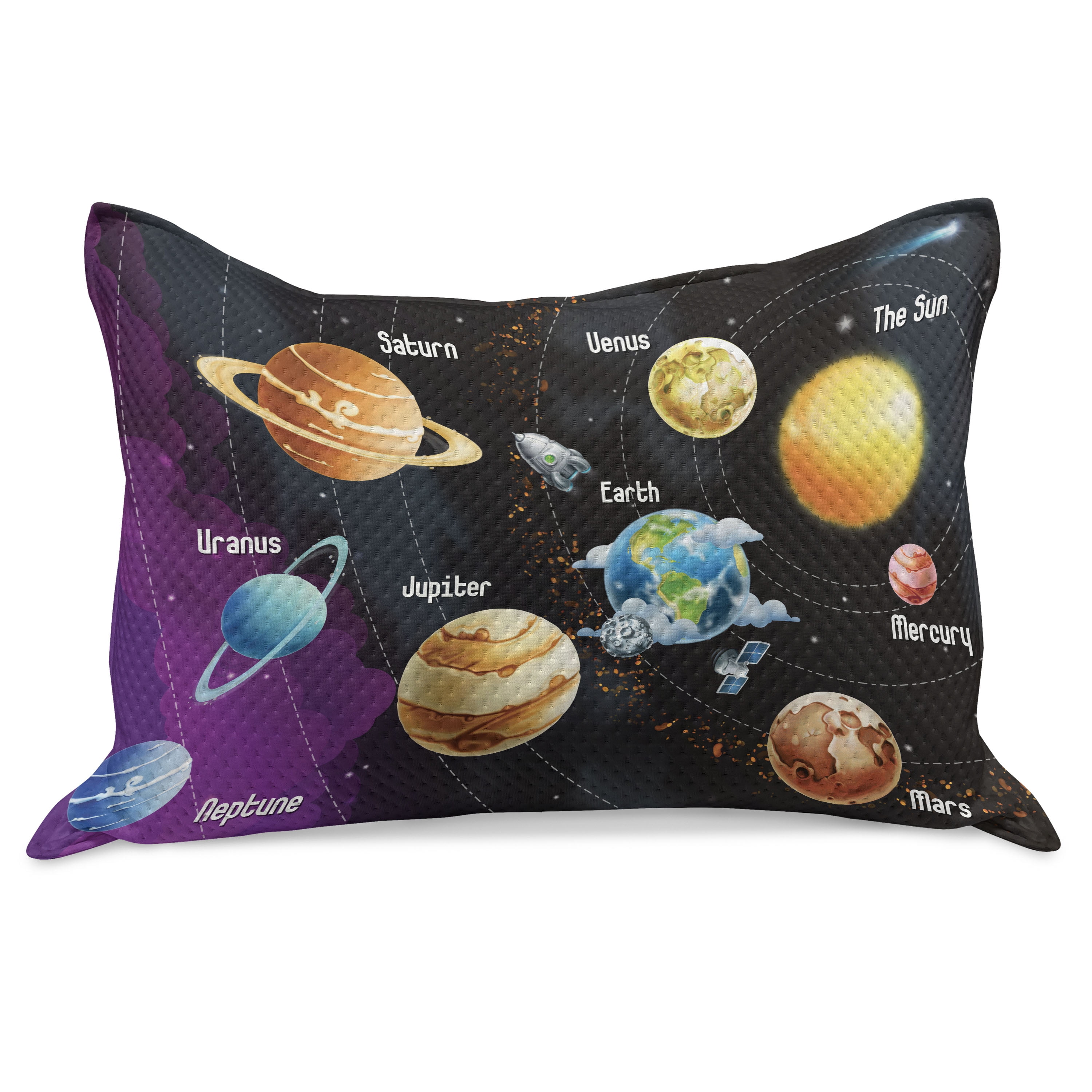 Outer Space Knitted Quilt Pillowcover, Solar System of Planets Milky ...