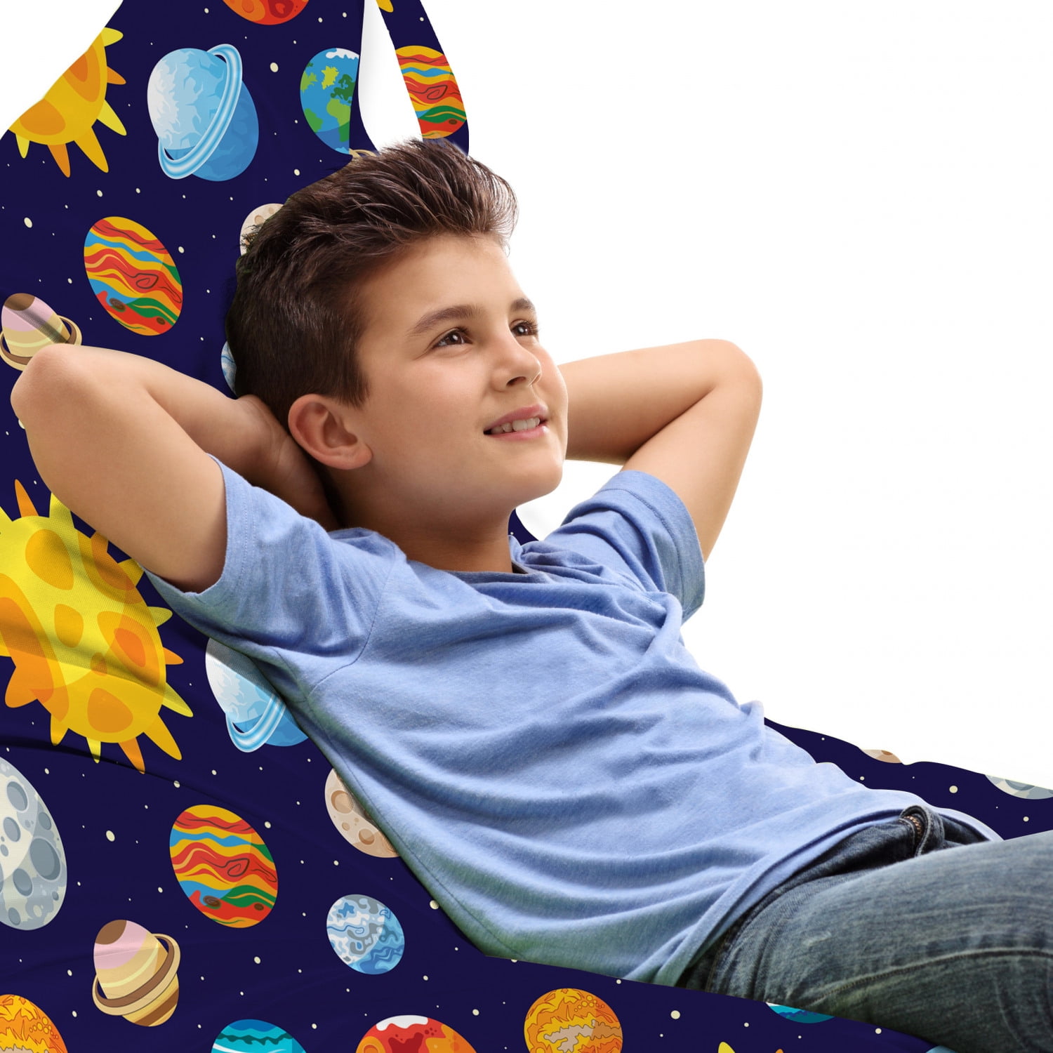Outer Space Lounger Chair Bag, Colorful Planets Cartoon with Sun Solar ...
