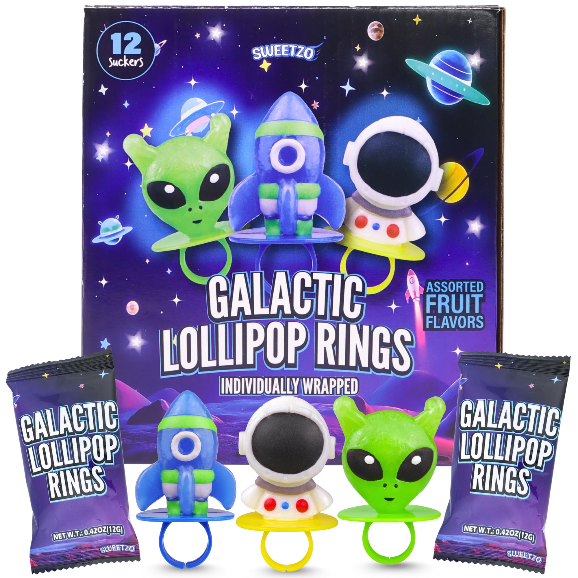 Outer Space Party Favors, AIF9 Individually Wrapped Galactic Lollipop ...