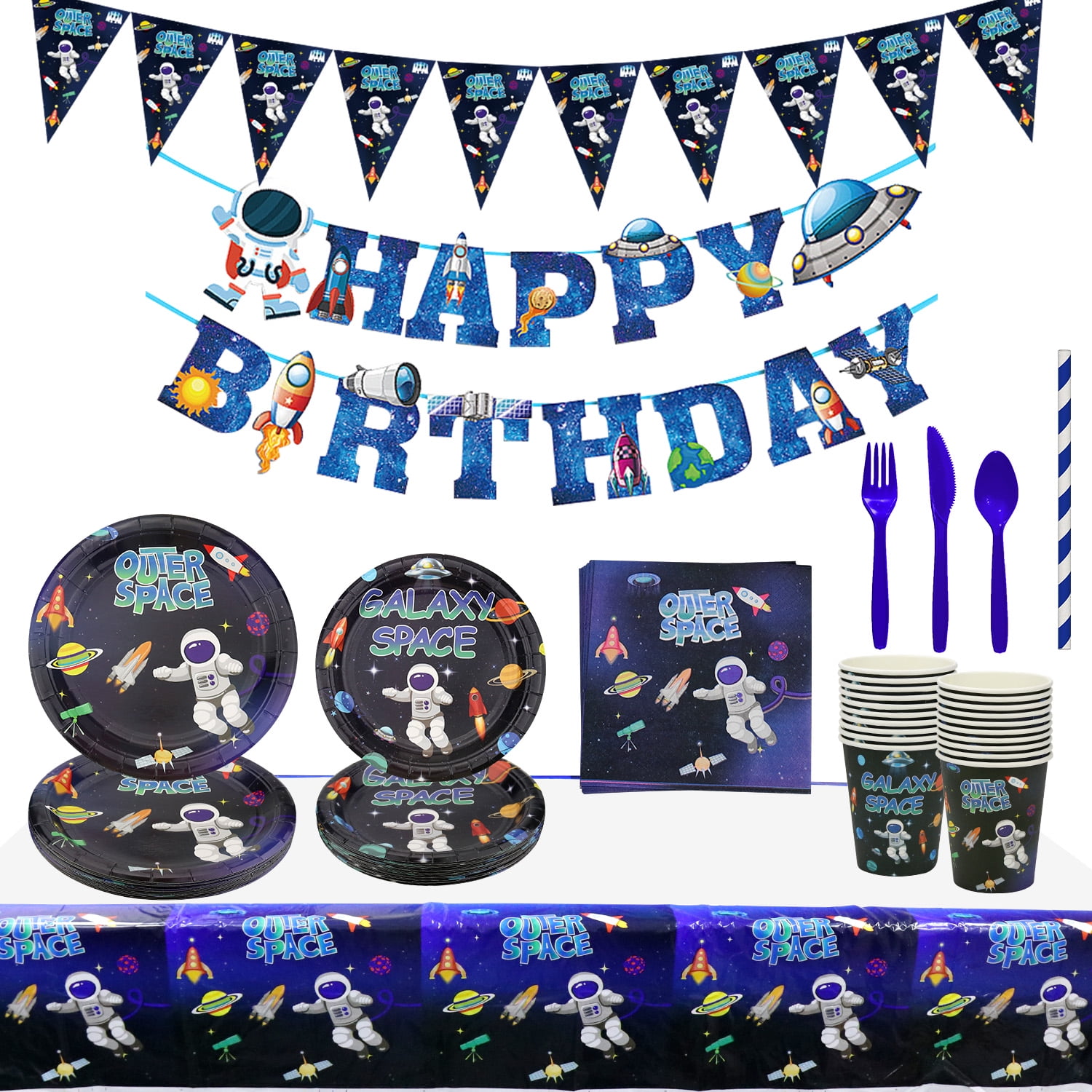Outer Space Party Supplies - Galaxy Planet Theme Happy Birthday Banner ...