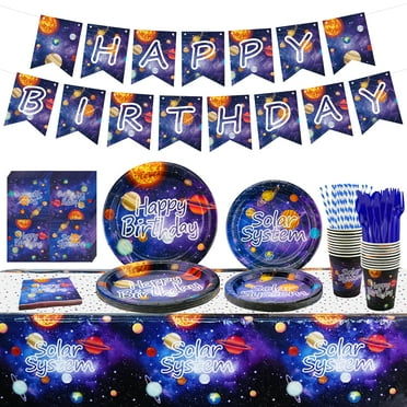 Galaxy Party Supplies: 168 Pcs with Plates, Napkins, Cups, Cutlery ...