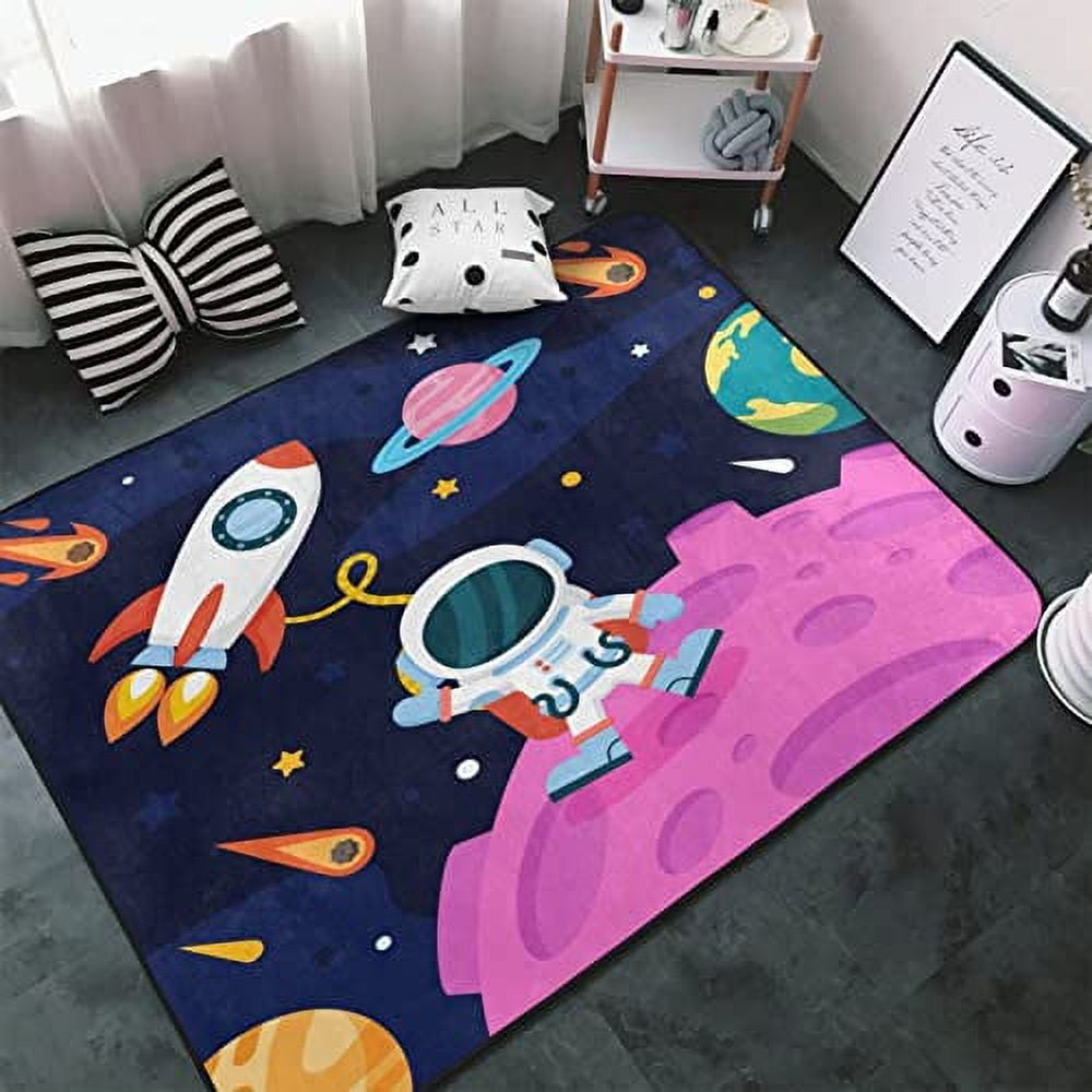 Outer Space Planet Rocket Alien Earth Area Rug 20 x 32 Inch Sponge ...