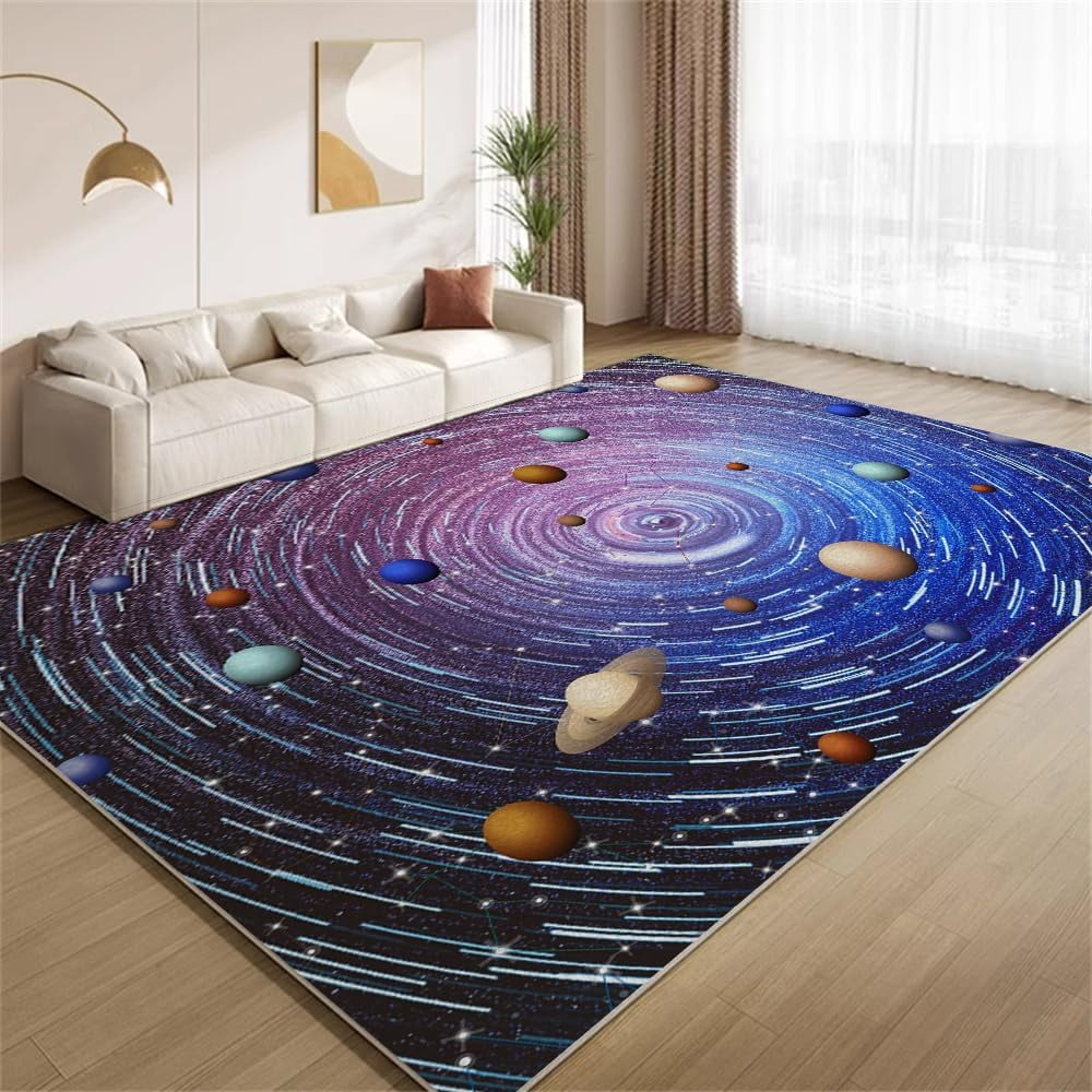Outer Space Planet Universe Colorful Solar System Area Rug For Bedroom ...