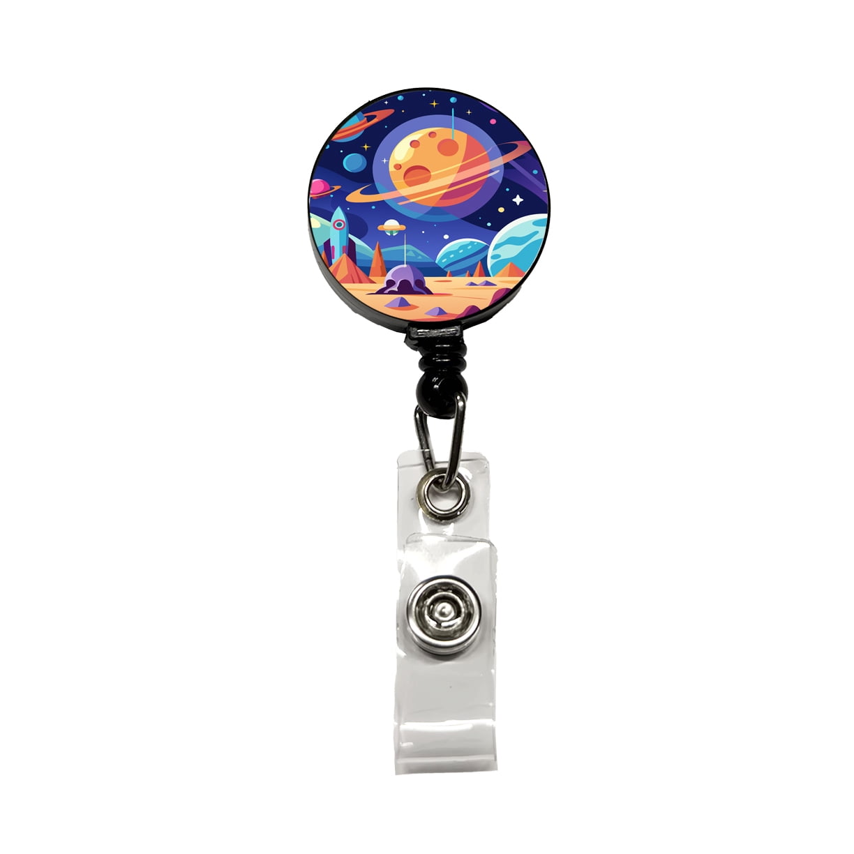 Outer Space Planets Retractable Reel ID Badge Key Card Name Tag Holder ...