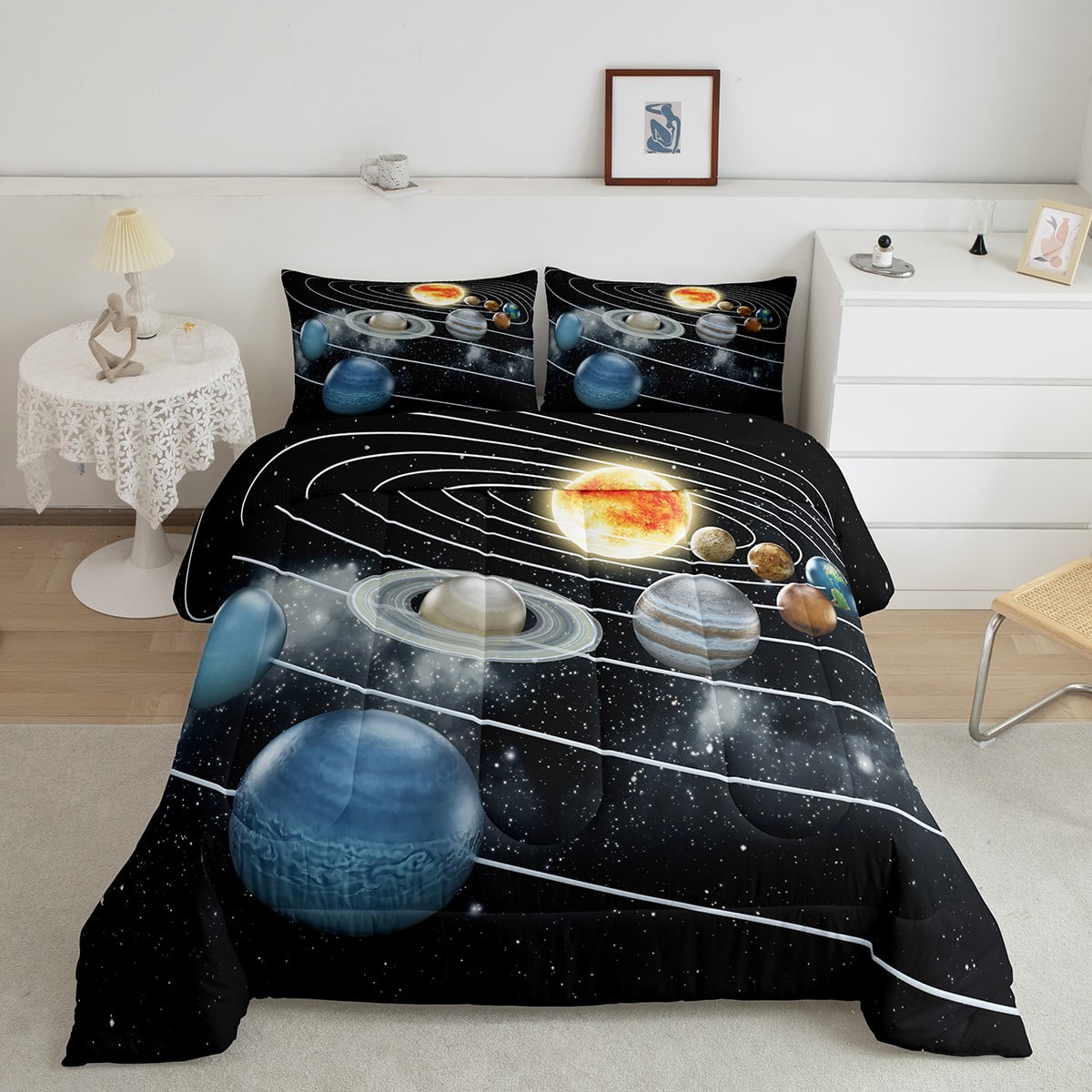 Outer Space Queen Comforter Set Universe Themed Decor Bedding for Boys ...