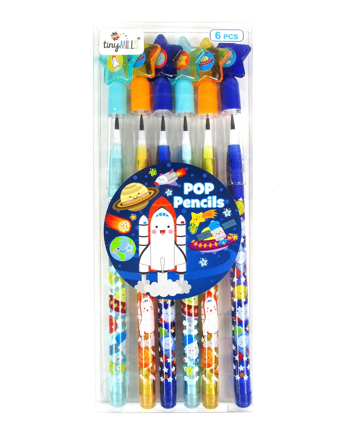 Outer Space Rockets Stackable Point Pencils - Set of 6 - Walmart.com