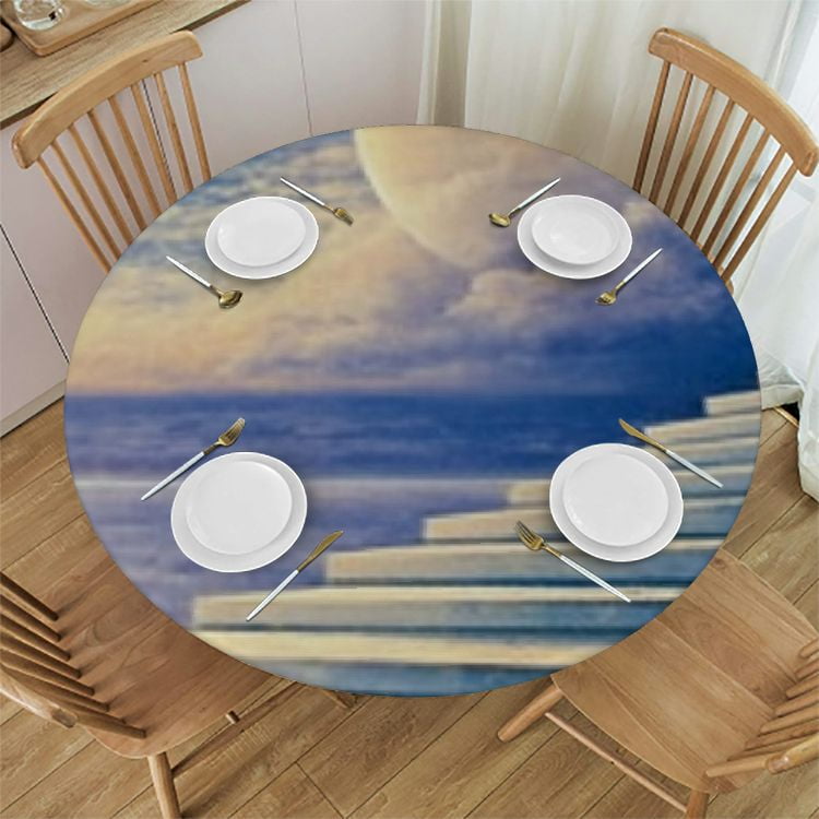 Outer Space Round Tablecloth with Elastic Edge, 3D Printing Design, for ...