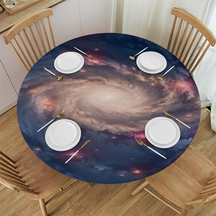 Outer Space Round tablecloth with elastic edge, Mystical Spiral Galaxy ...