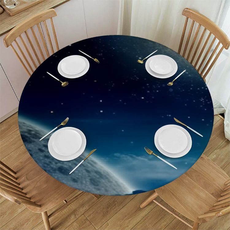 Outer Space Round tablecloth with elastic edge, Vibrant Clouds Full and ...