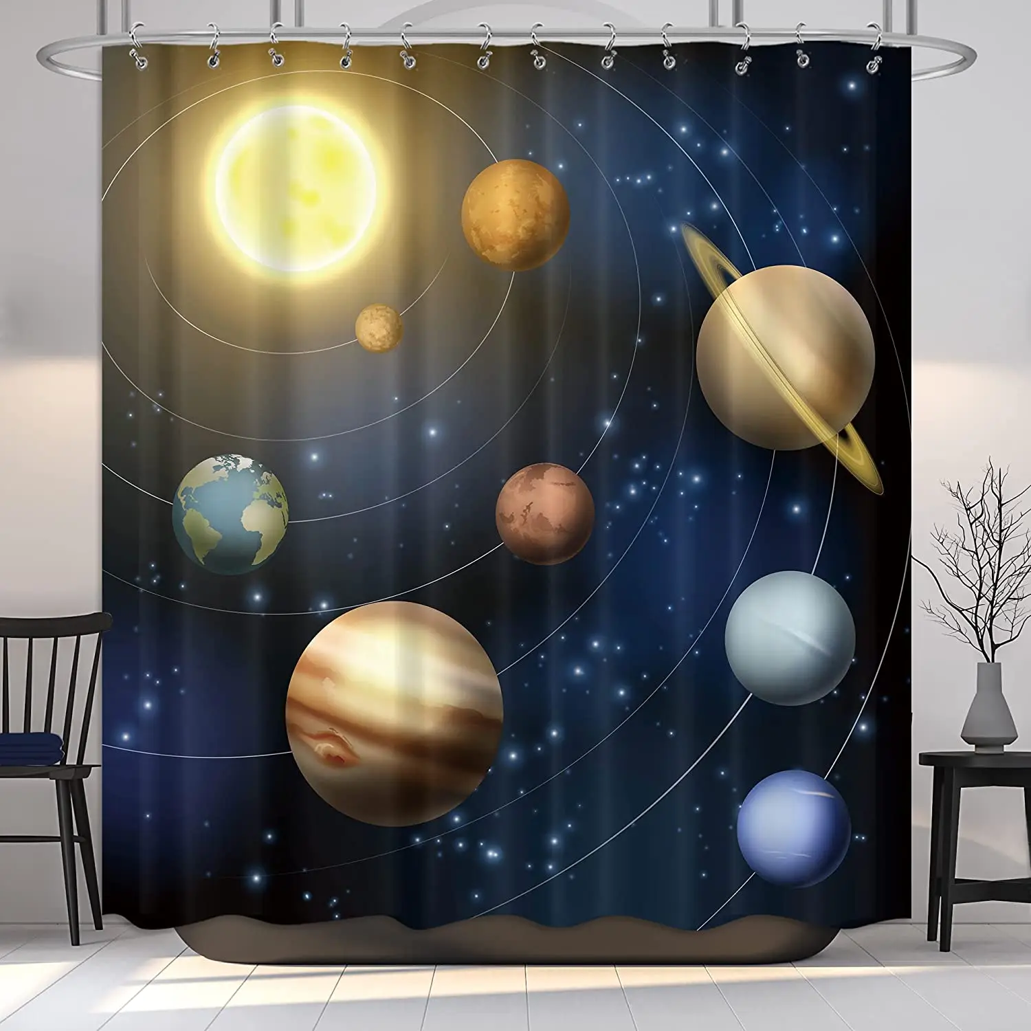 Outer Space Shower Curtain Detailed Solar System with Scientific ...