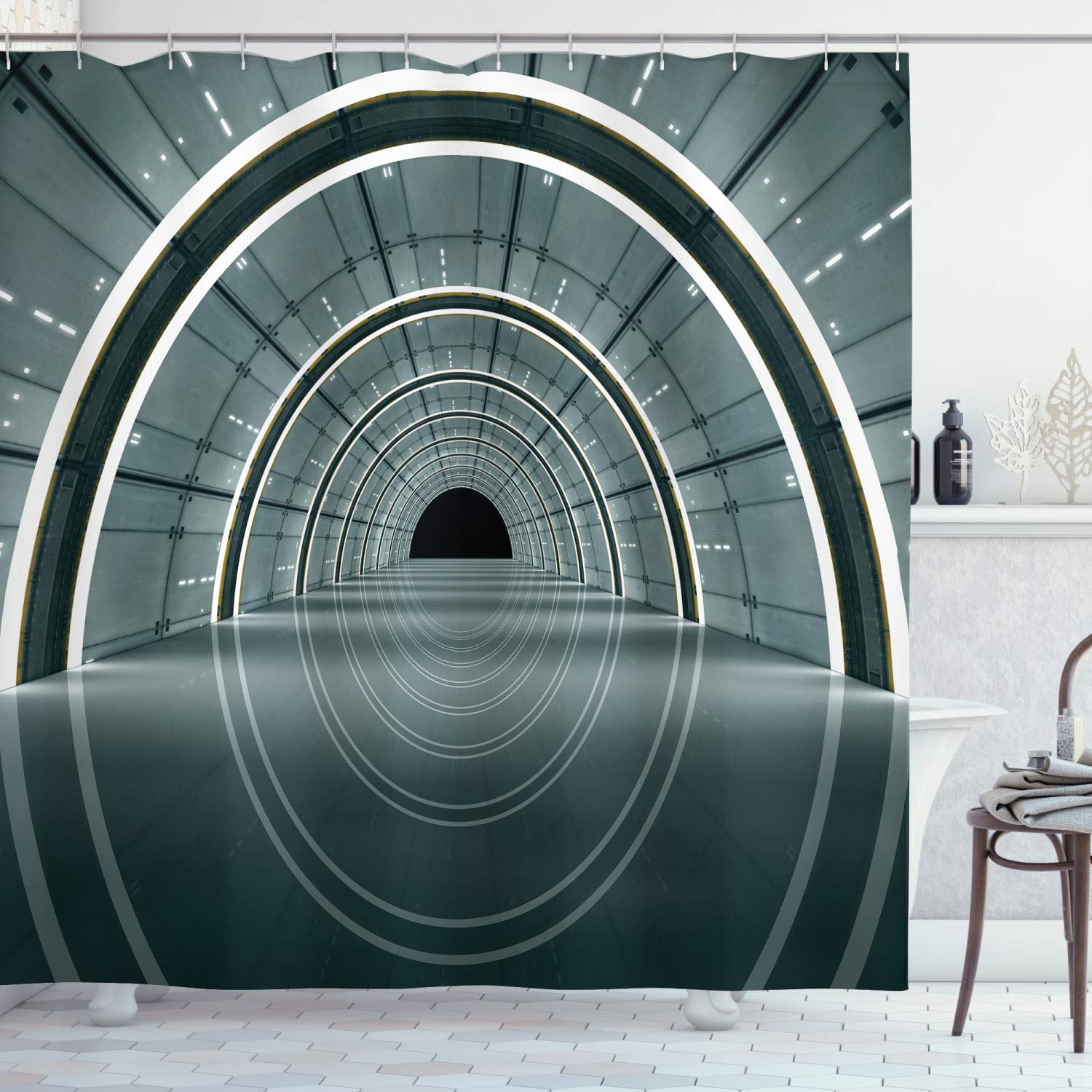 Outer Space Shower Curtain Spaceship Space Station Control Room Science ...